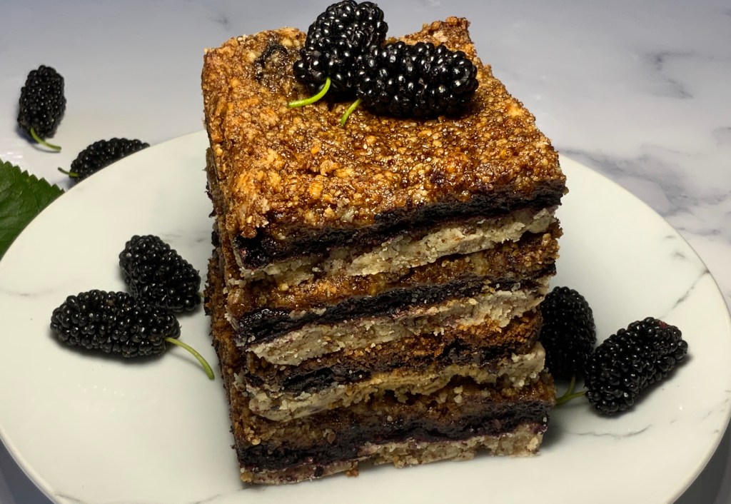 Easy and healthy mulberry crumble slice – Healthy gut! Vibrant you!